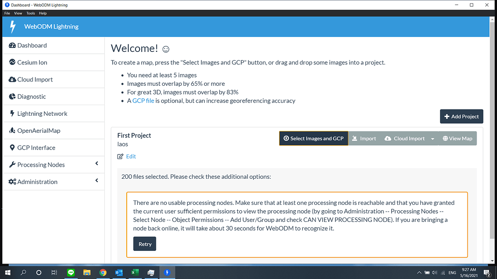 Cannot upload picture in program webODM - WebODM - OpenDroneMap Community