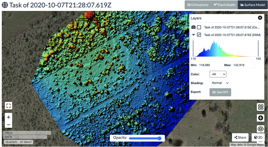Interpreting the colors in a surface model - WebODM - OpenDroneMap ...