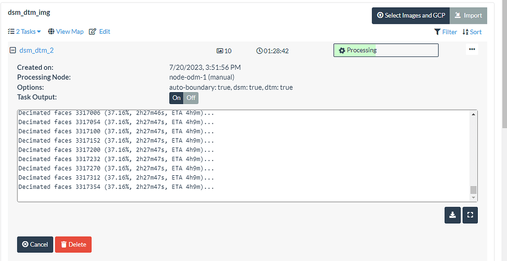 Processing not moving further than Decimated faces - WebODM - OpenDroneMap Community