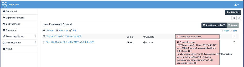 Cannot connect to Local Node - WebODM - OpenDroneMap Community