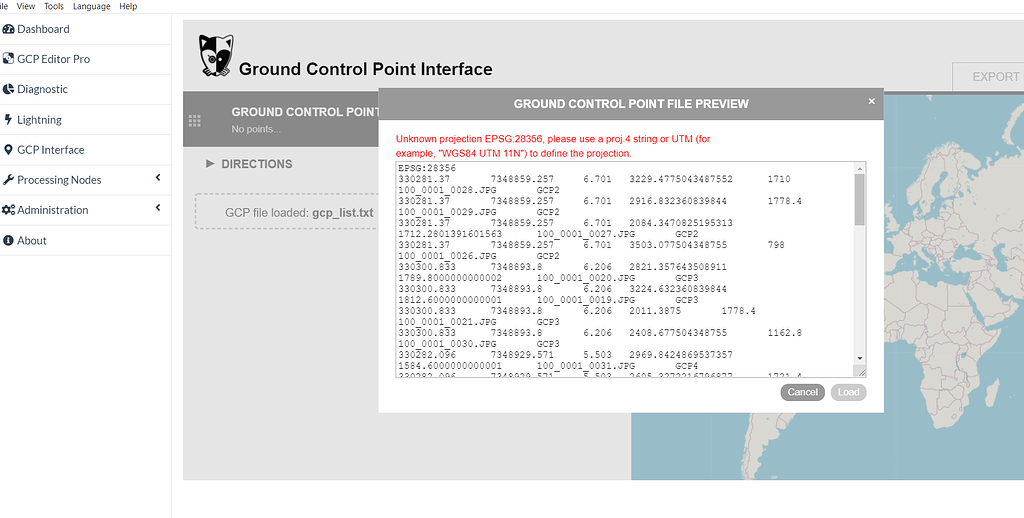 Using GCP Editor Pro and try importing it to WebODM ,its saying it don ...