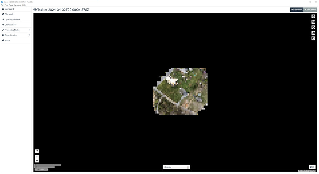 Extremely Low Resolution Orthophoto Output - WebODM - OpenDroneMap ...