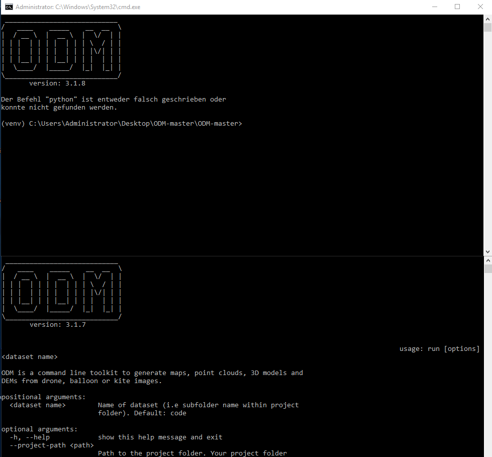 Python Is Not Recognized Error In Odm Console Odm Opendronemap
