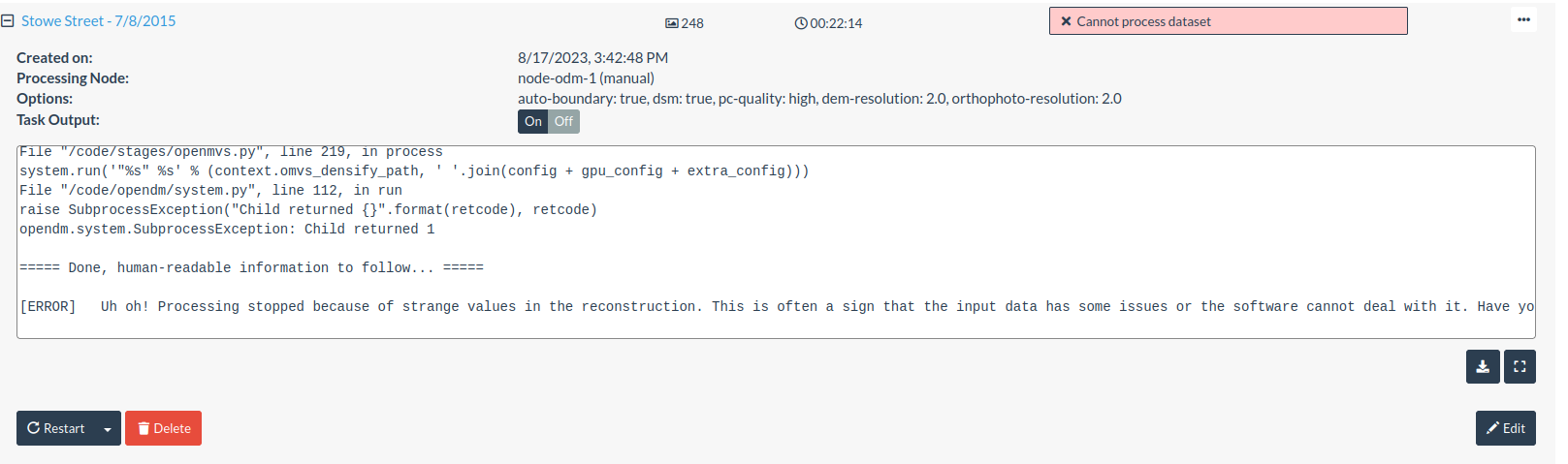 WebODM won't process dataset after update - WebODM - OpenDroneMap Community