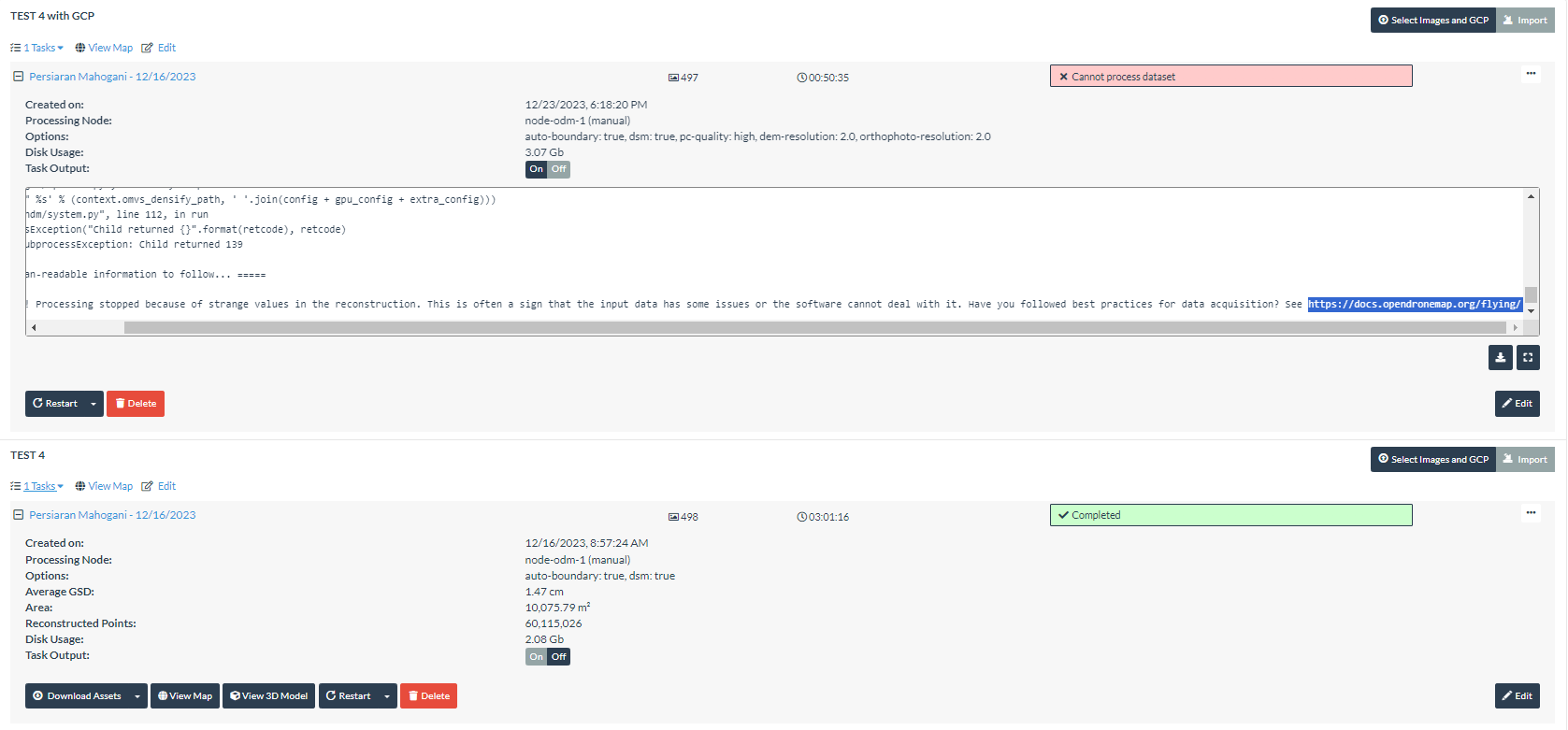 Cannot process dataset? - WebODM - OpenDroneMap Community