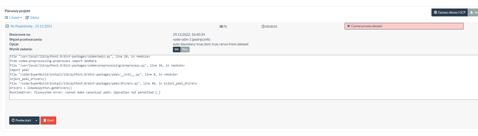 Webodm Docker Filesystem Error Cannot Make Canonical Path Please