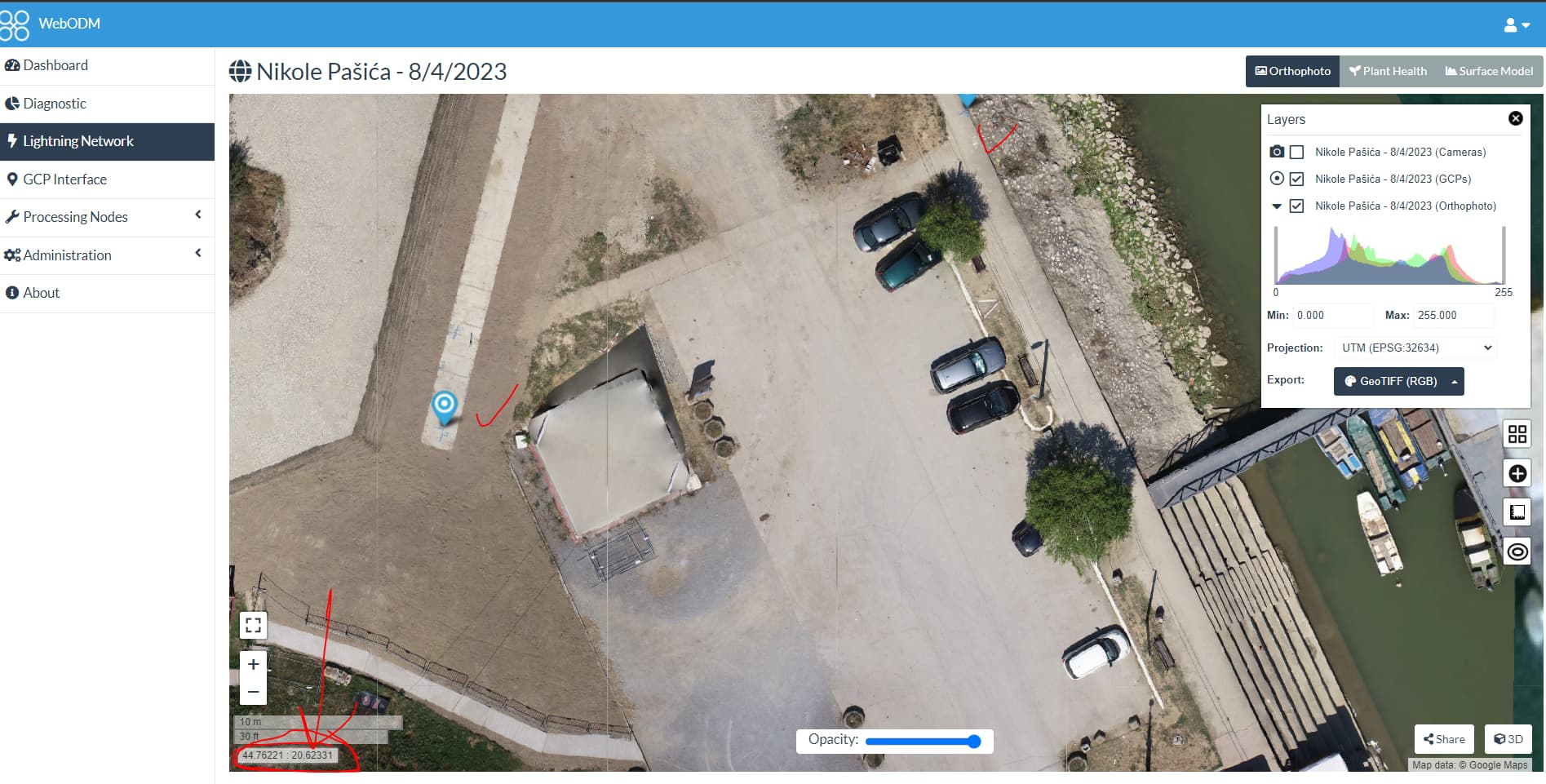Data are not correctly georeferenced after export, while in UI GCP are placed correctly - WebODM ...