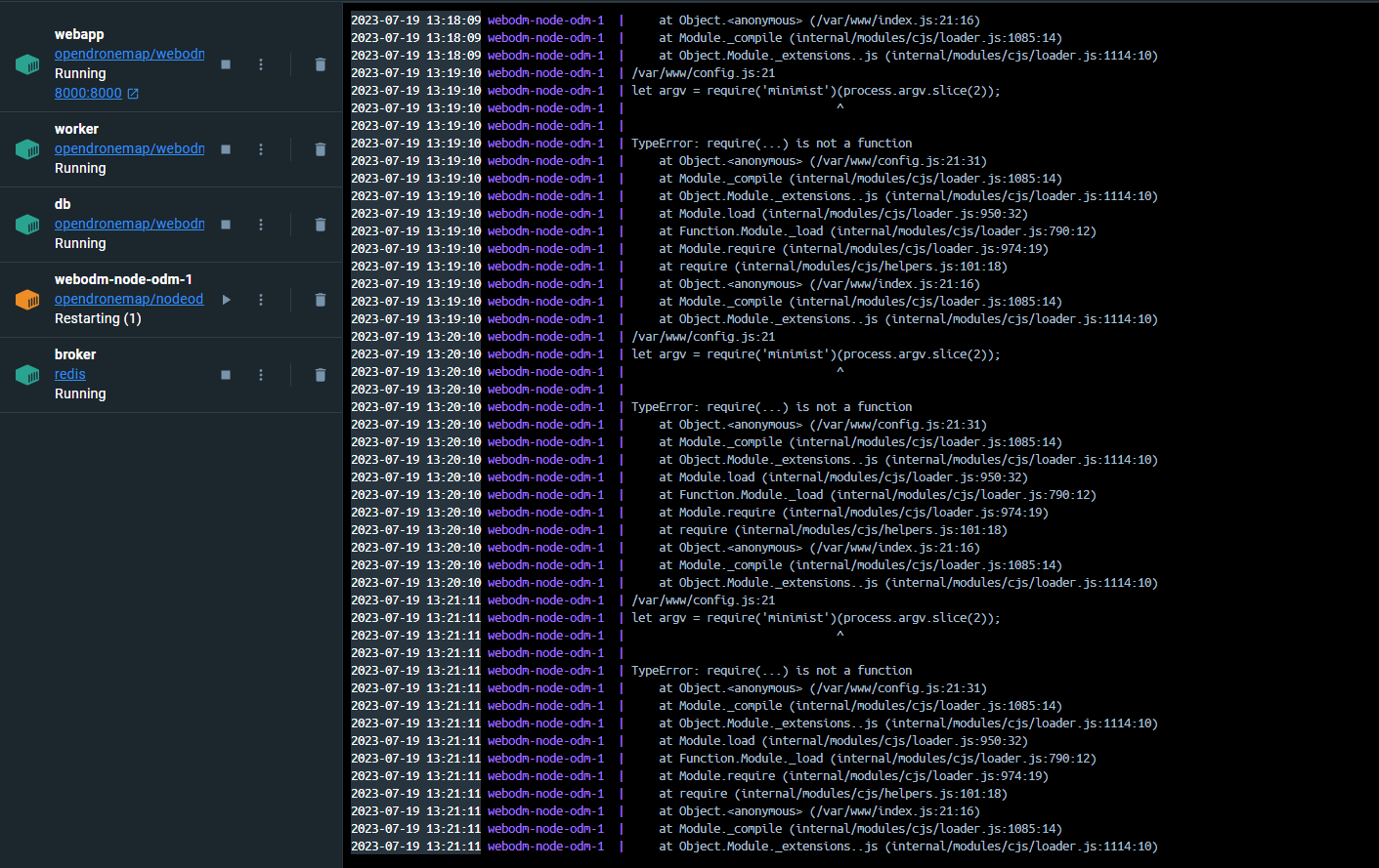 Webodm Node Keeps Restarting General Help Opendronemap Community