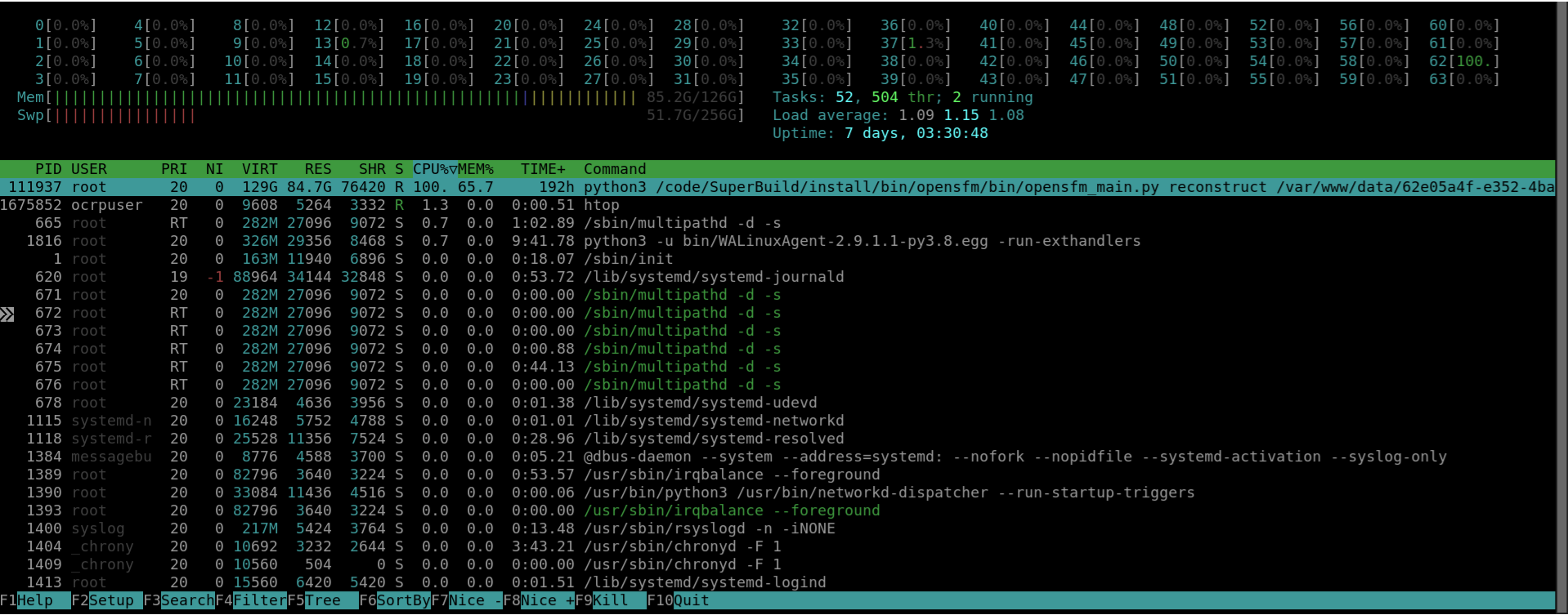 Out of interest, opensfm reconstruct has been running for about a week on a 12K image dataset ...
