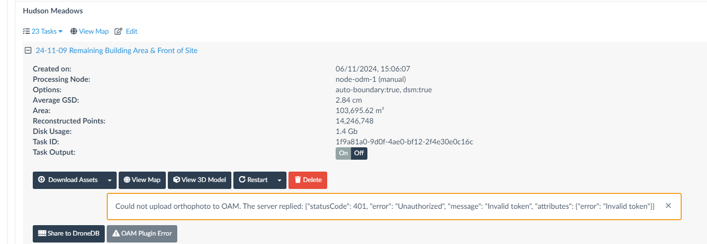 OAM plugin error - WebODM - OpenDroneMap Community