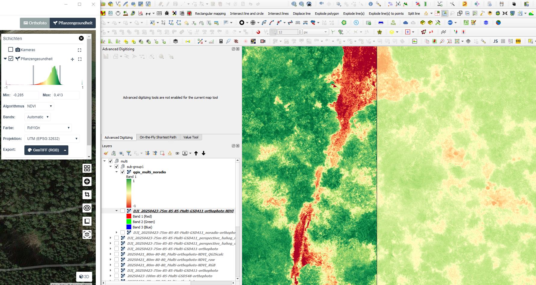 NDVI - WebODM and QGIS (DJI Mavic 3 M) - WebODM - OpenDroneMap Community